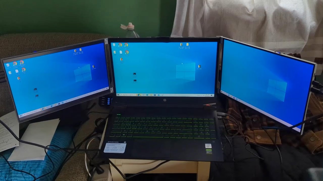 Oiiwak Portable Triple Monitor, Aluminum Alloy 14 Inch Screen Extender ...