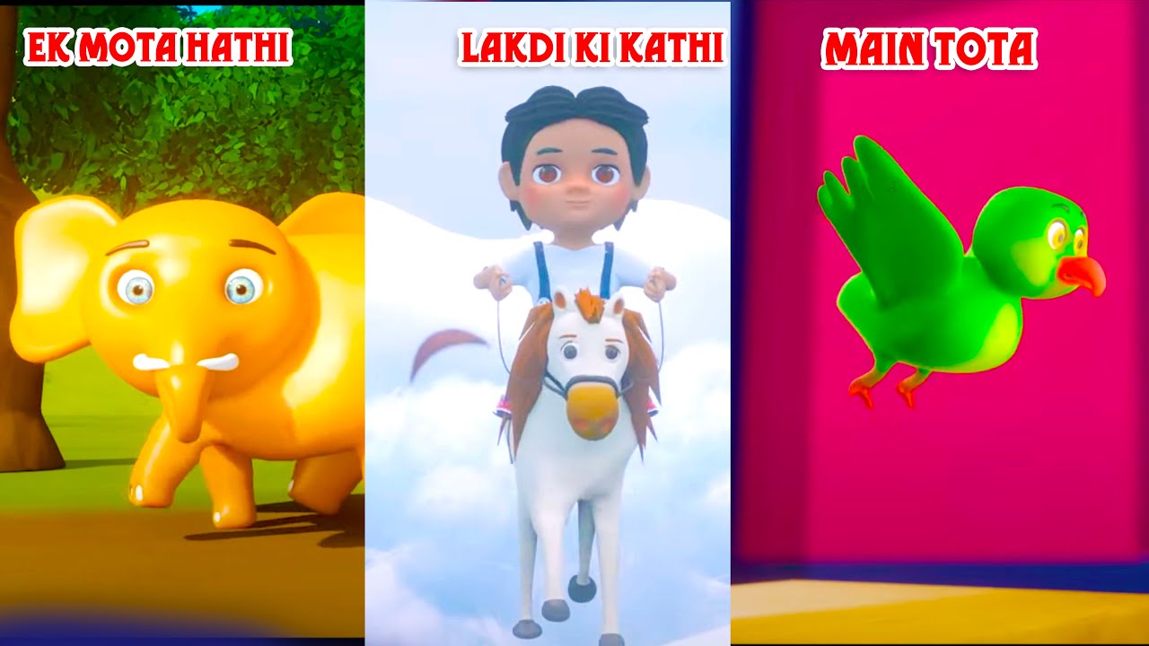 Ek Mota Hathi | Main Tota Hare Rang Ka,Lakdi Ki Kathi | Hindi Rhymes ...