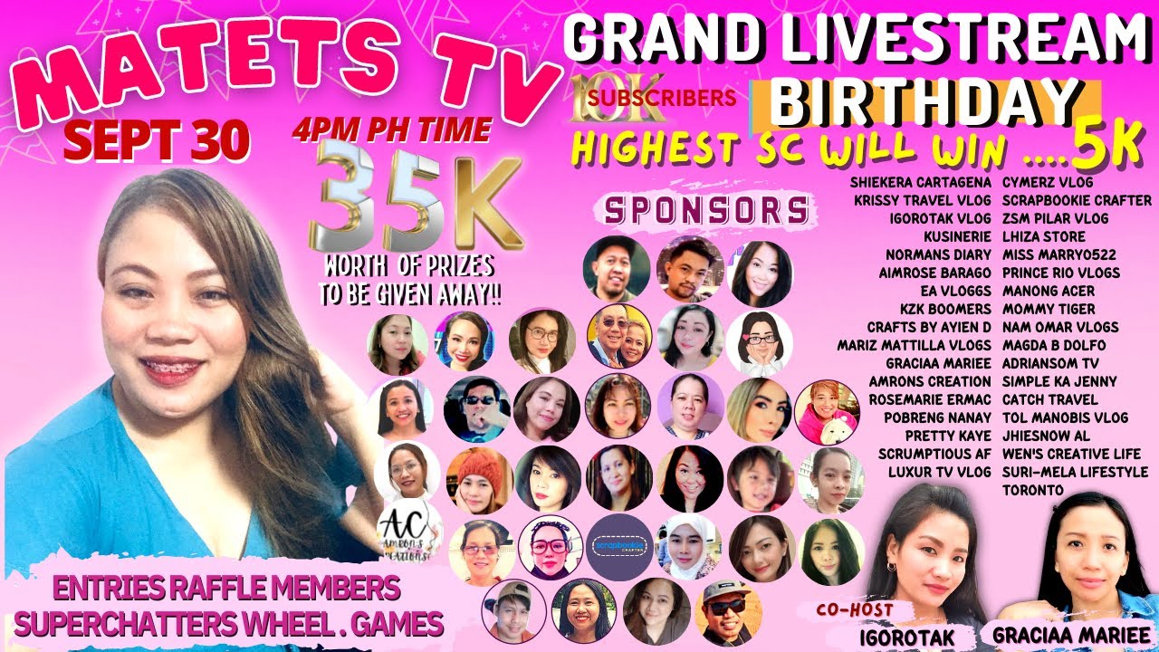 LIVE NOW SEPT 19 l PAENTRY FOR BDAY GLS l BE KIND ll Matets TV - YouTube