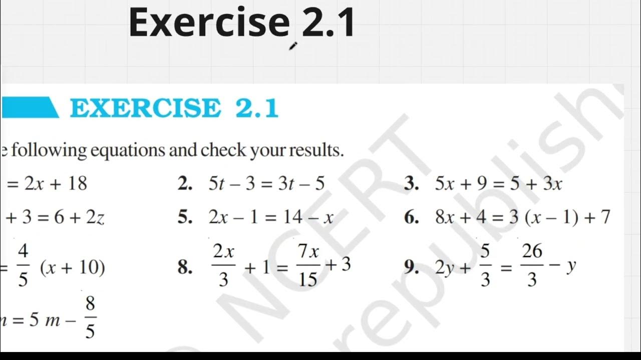 Ex - 2.1, Q1, Q2, Q3 Class 8th Math || Ch2 Linear Equation in One ...