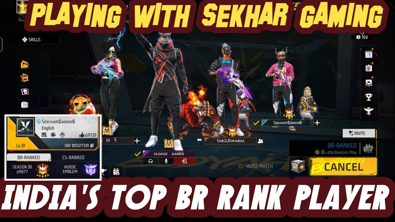 TOP BR RANK PLAYER IN FREE FIRE FF | ROAD TO GRANDMASTER | ROAD TO ...