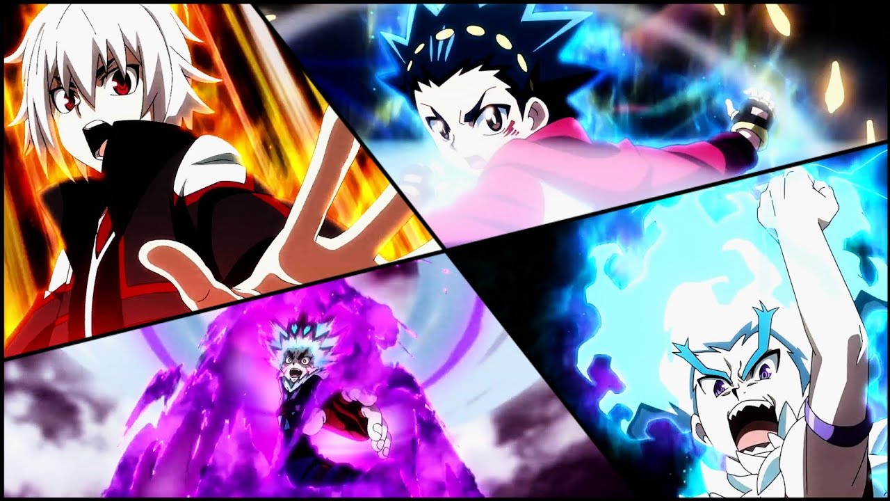 Shu vs Valt vs Lane vs Lui (Beyblade UltimateBurst S3 ep10"scorching ...