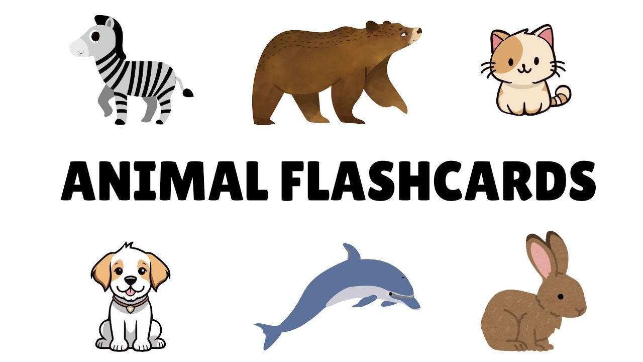 🐶🐱 Animals Flashcards for Kids! | Learn First Words & Animal Sounds ...