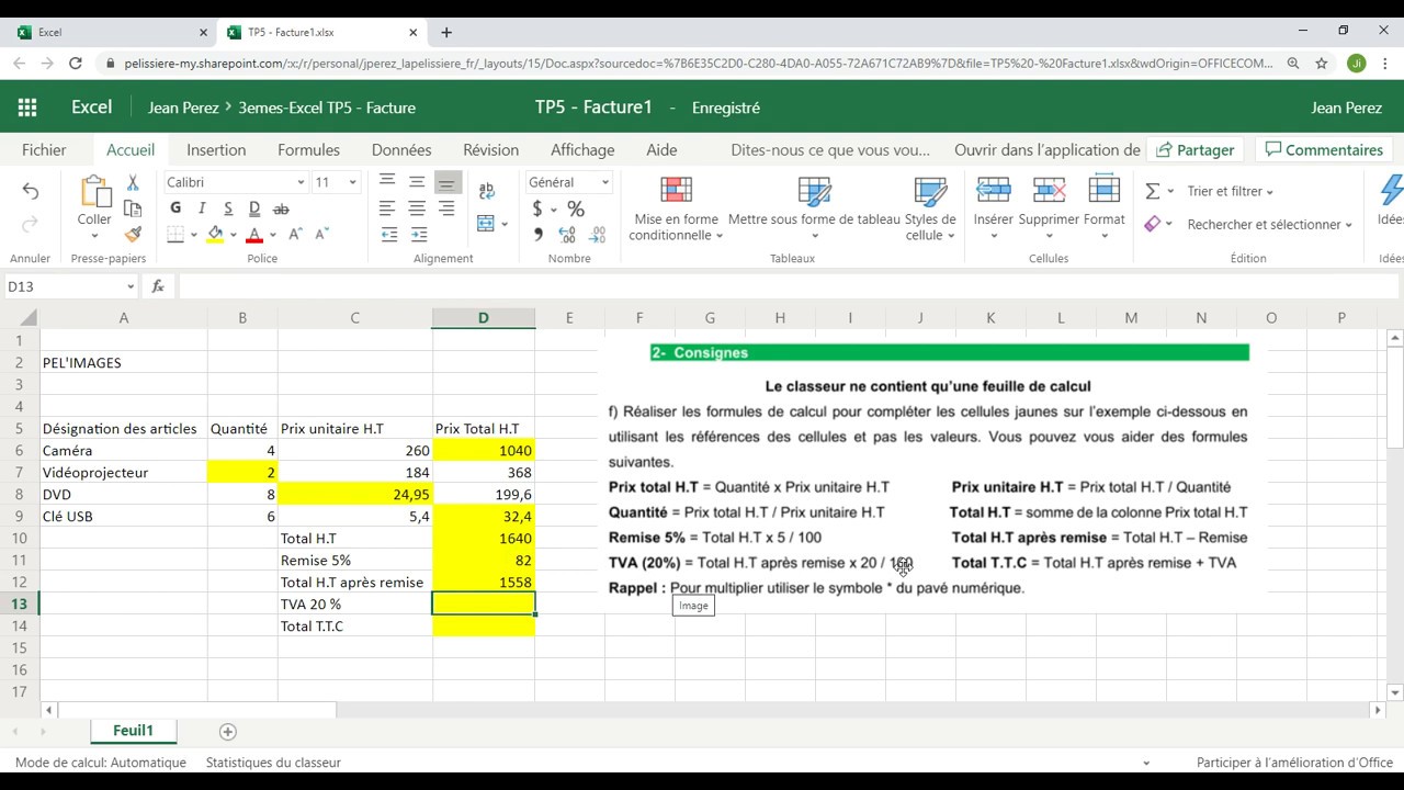 Correction TP5 Facture - YouTube