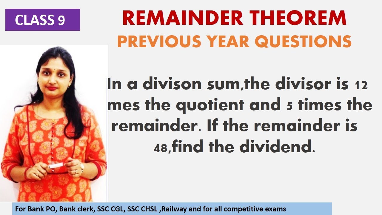 Remainder theorem concept of Divisor, dividend, quotient ,remainder ...