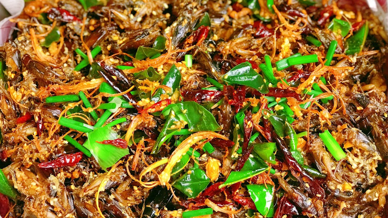 របៀបធ្វើចង្រិតបំពងស្រួយឆ្ងាញ់( crispy fried crickets )N.L Cooking - YouTube