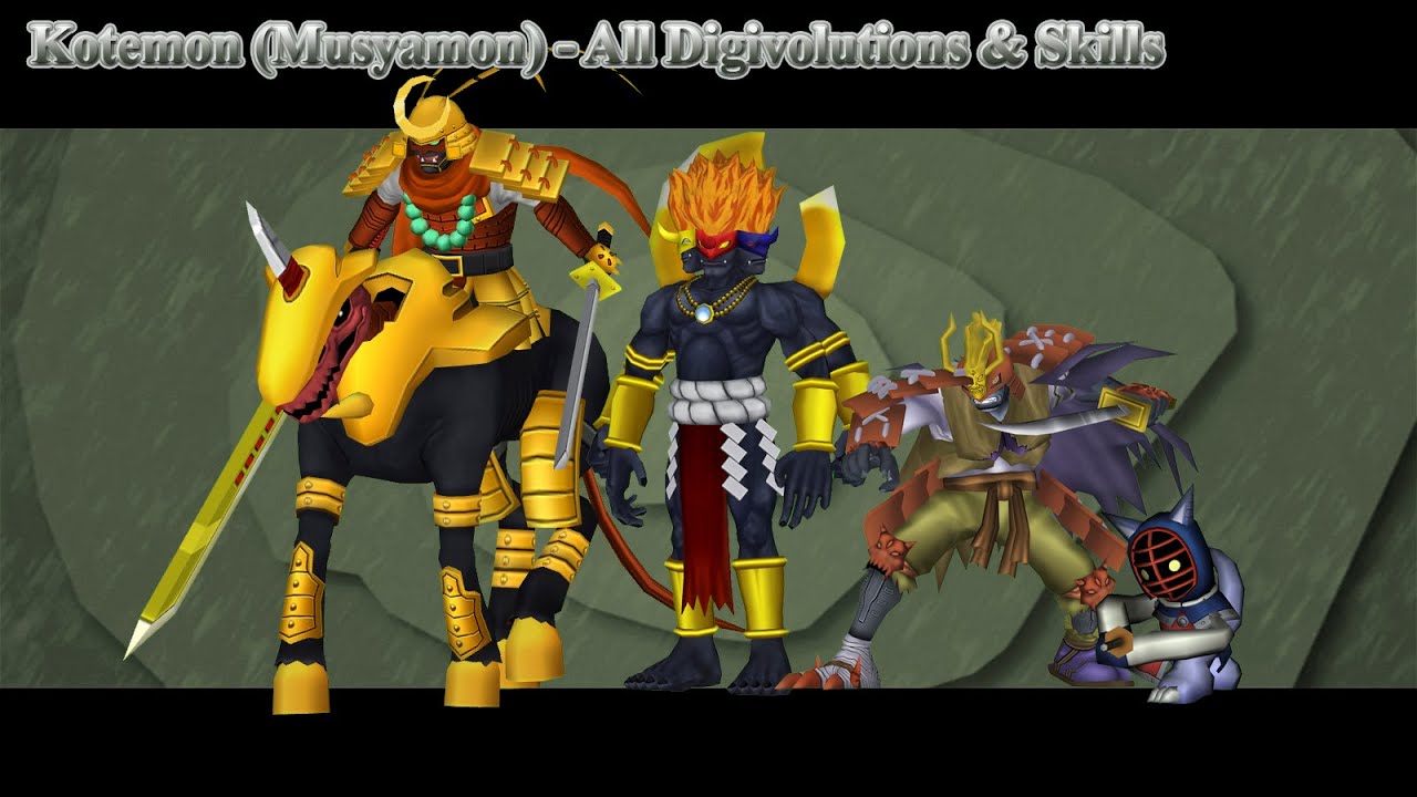 Digimon Masters Online: Kotemon (Musyamon) - All Digivolutions & Skills ...