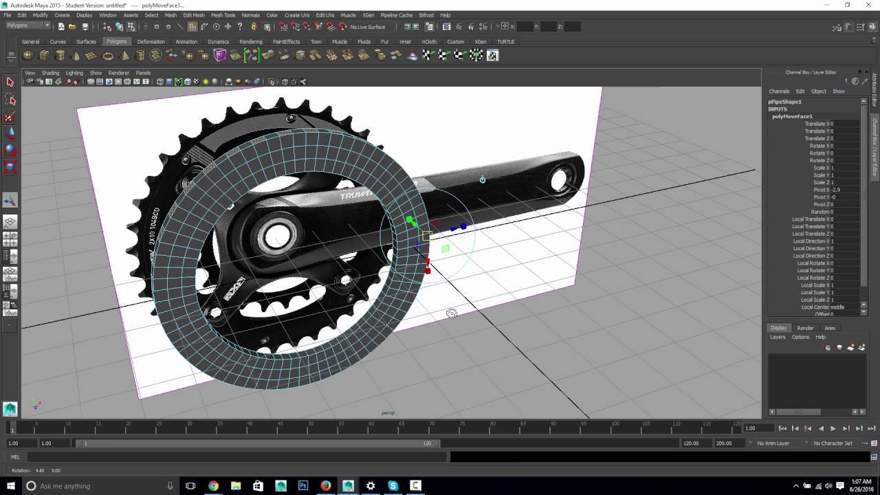 Modeling a bicycle chain ring in Maya - YouTube