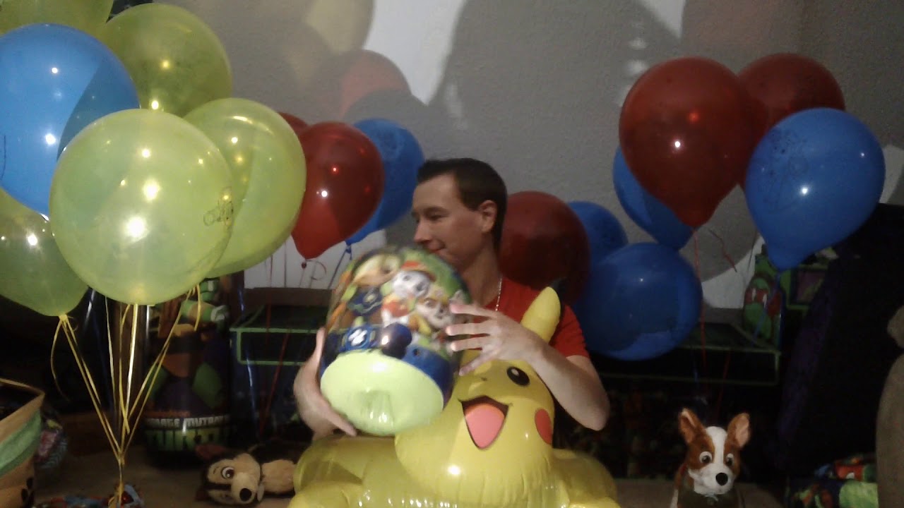 Blowing up a couple inflatables for my birthday! - YouTube