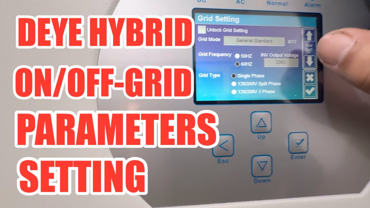 DEYE INVERTER SINGLE PHASE HYBRID ON/OFF-GRIF PARAMETER SETTINGS - YouTube