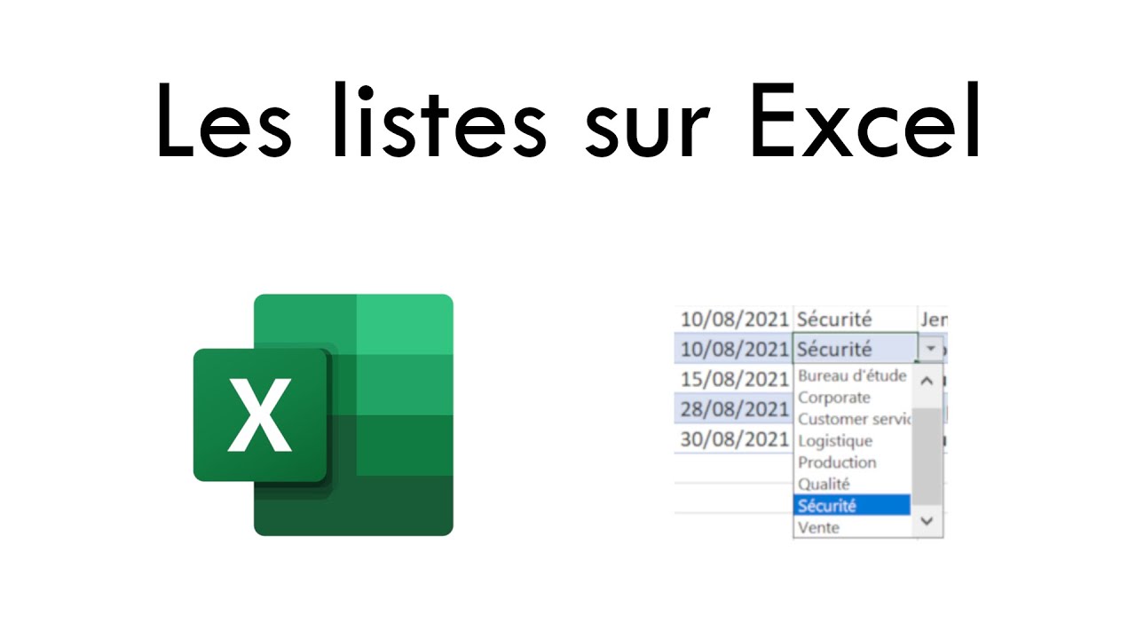 Les listes sur Excel - YouTube