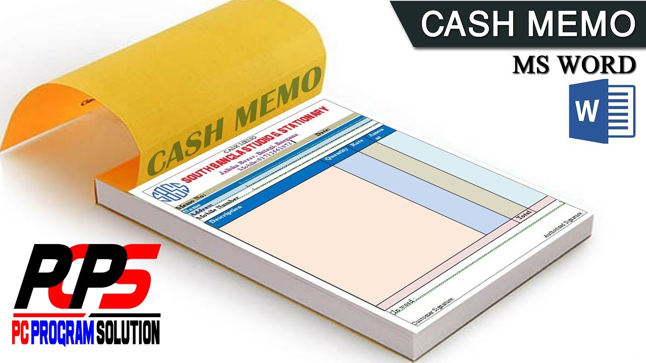 How to Make a Cash Memo/Bill For Print - YouTube