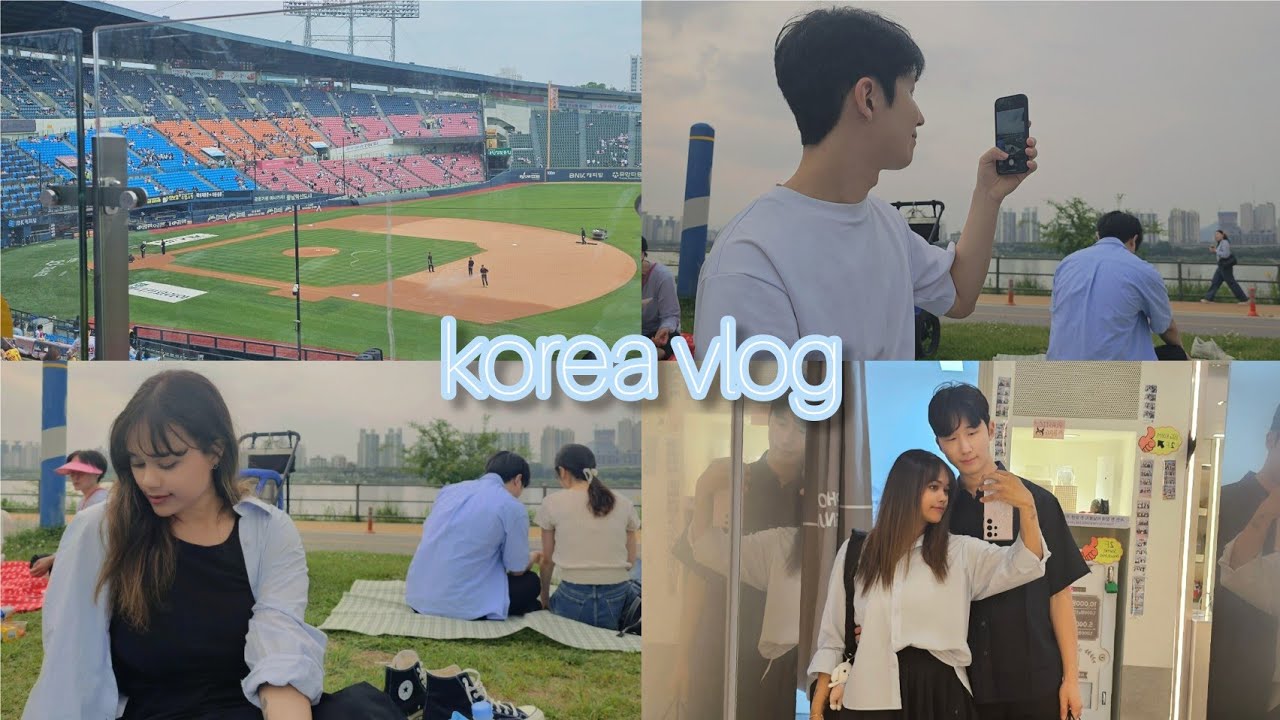 Korea Vlog | han river picnic, baseball game, night market walking ...