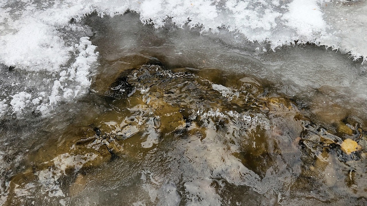 Trickling Water Framed by Winter Ice | Gentle Mountain Stream Sounds ...