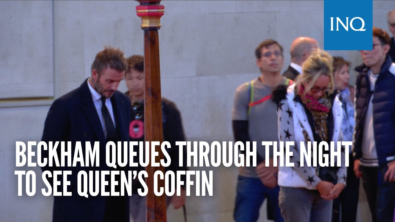 Beckham queues through the night to see queen’s coffin - YouTube