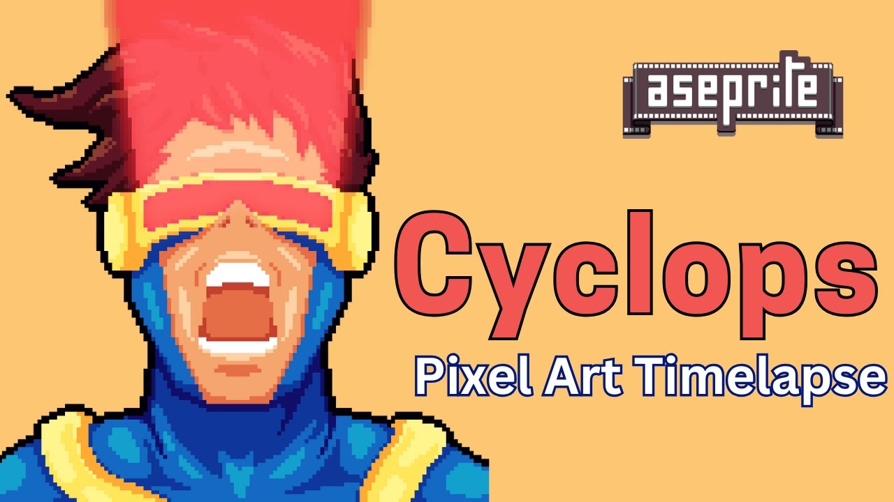 X-men Cyclops pixel art timelapse - YouTube