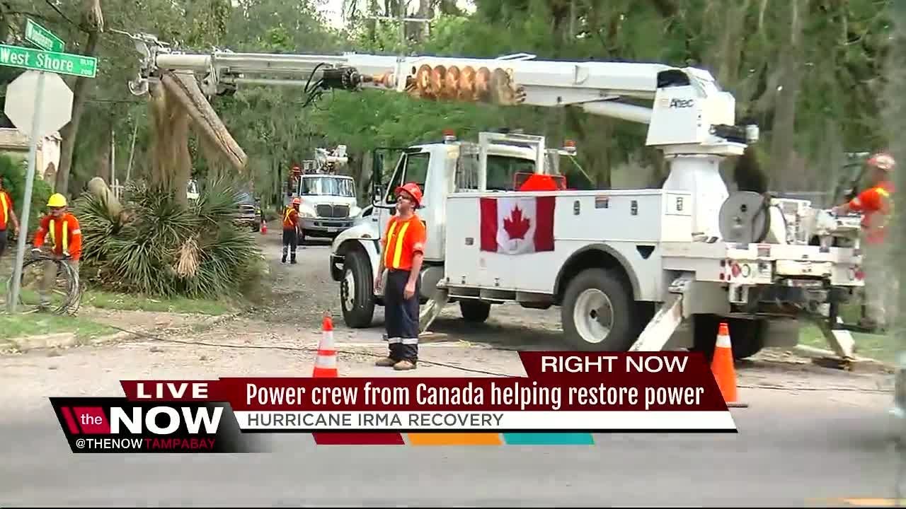 Power crew from Canada helping restore power - YouTube