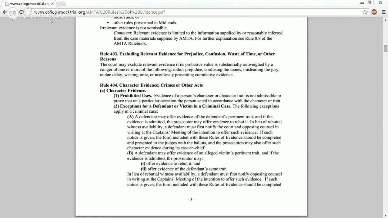 Crash Course Rules of Evidence - Rule 403 Substantially More ...