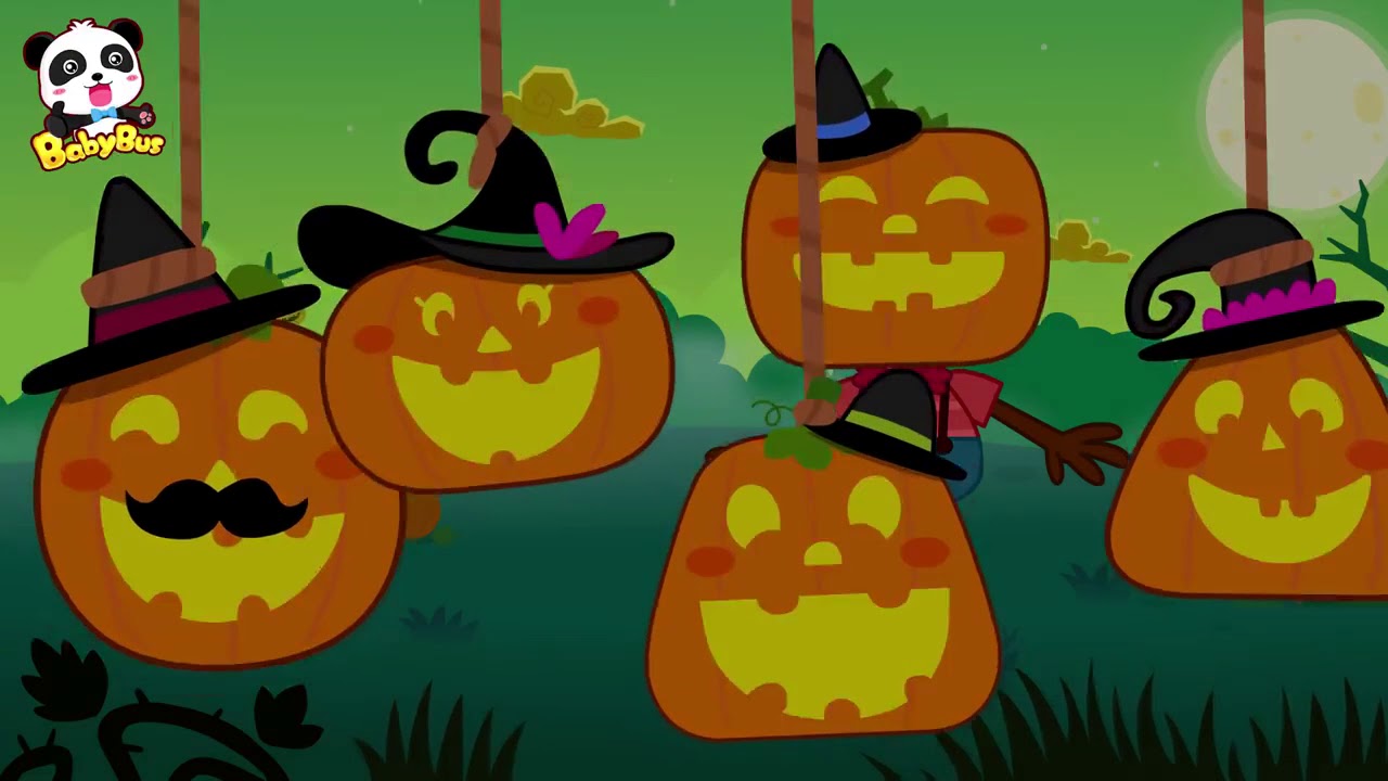 Five Pumpkins in Halloween Garden | Pumpkin Family Finger Song ...