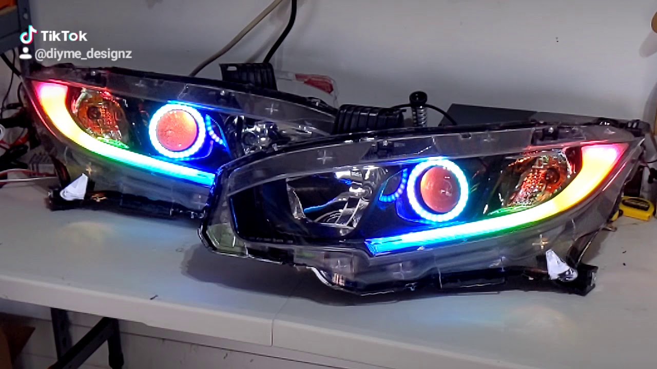 2016+ Honda Civic Custom Halogen Headlights - YouTube