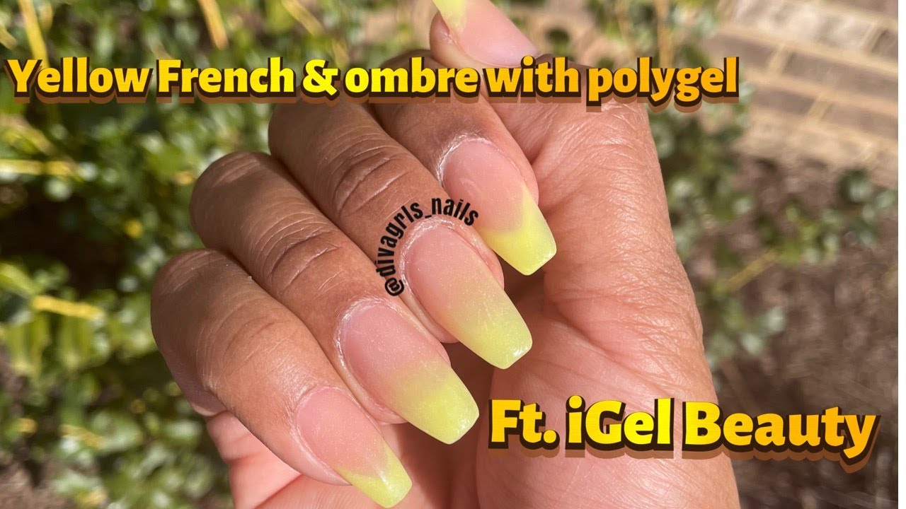 EASY YELLOW FRENCH & OMBRE MANI USING POLYGEL!! FT. IGEL BEAUTY - YouTube