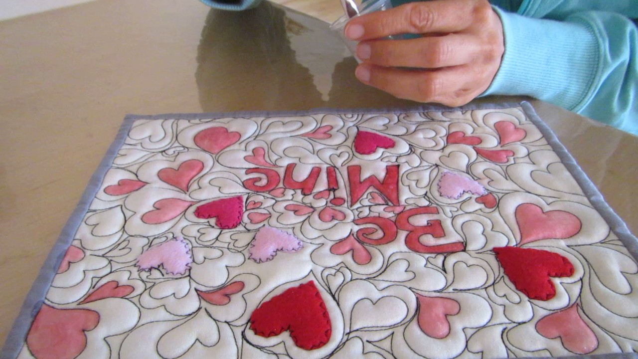 Valentines Mug Rug Tutorial part 3 - YouTube