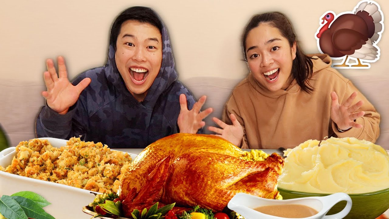 Our First Thanksgiving Feast Together !! | Full Mukbang Video | Zach ...