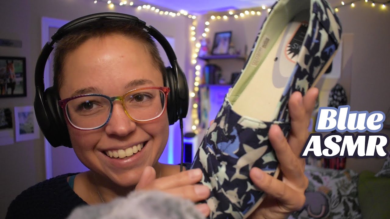 ASMR blue triggers & the most random rambles (whispered rambles, tapping) - YouTube