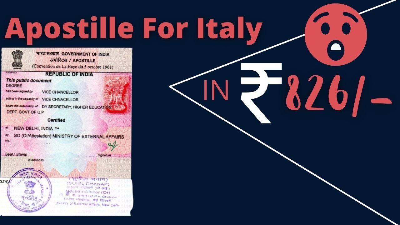 Apostille in ₹ 826/- Only For Italy on Educational Certificates - YouTube