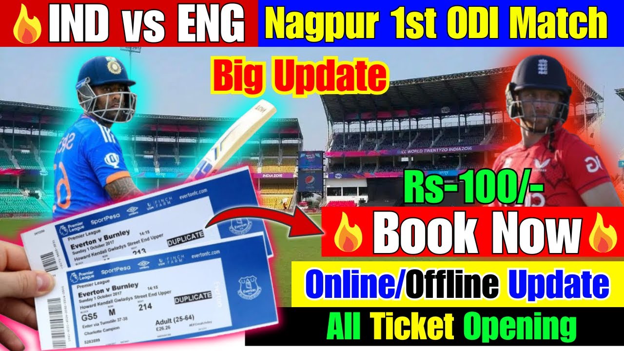 Nagpur ODI Tickets Price Rs 100/-.1st ODI Student & General Ticket ...
