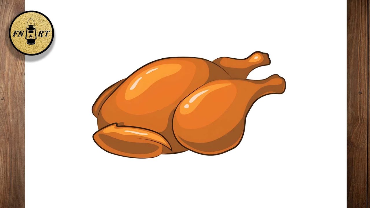 How to draw fried chicken food easy - YouTube