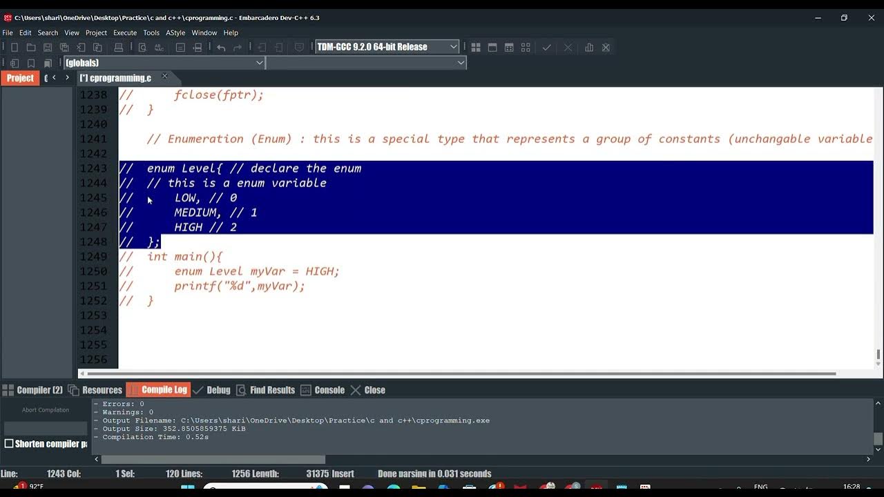 C programming for beginners || Enum - YouTube