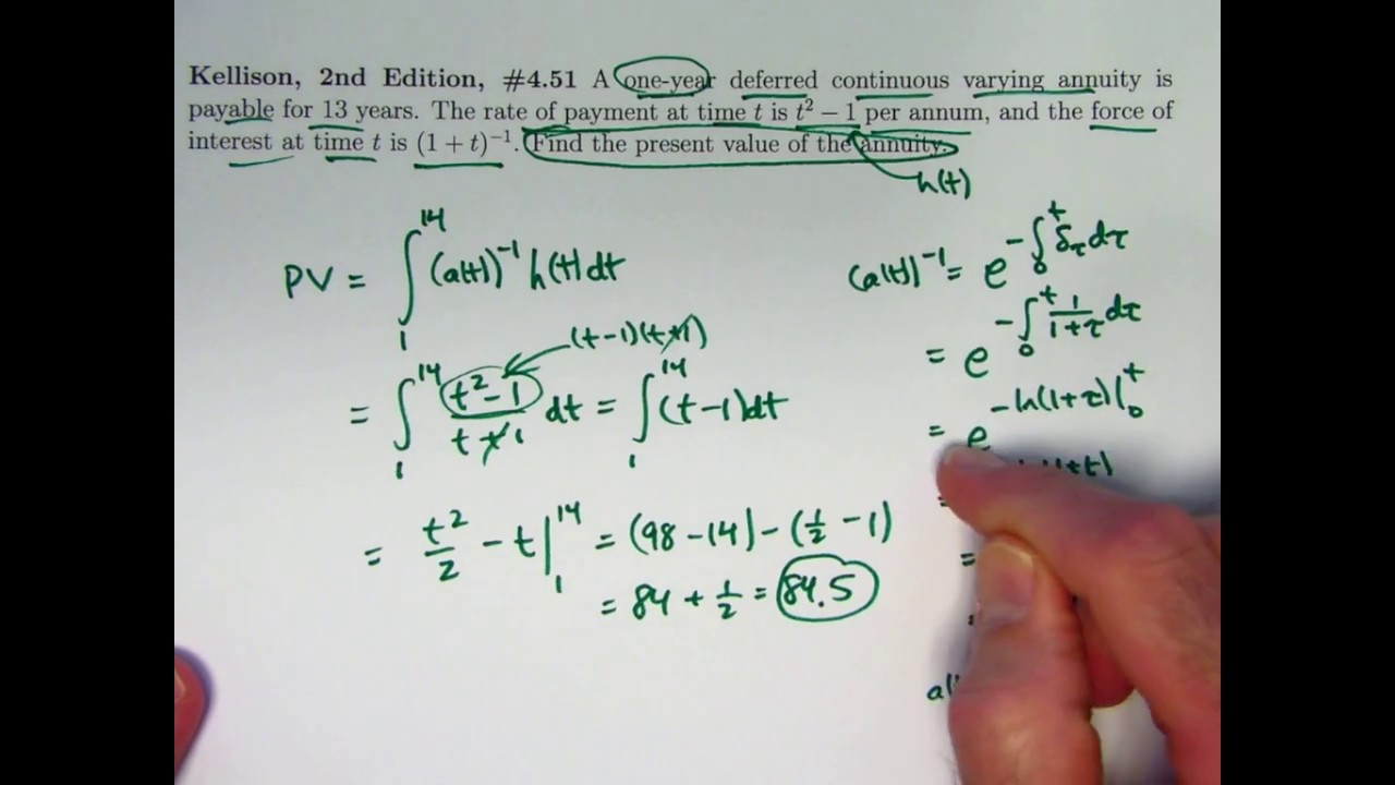 Actuarial Exam 2/FM Prep: PV of Nonconstant Continuous Annuity w ...