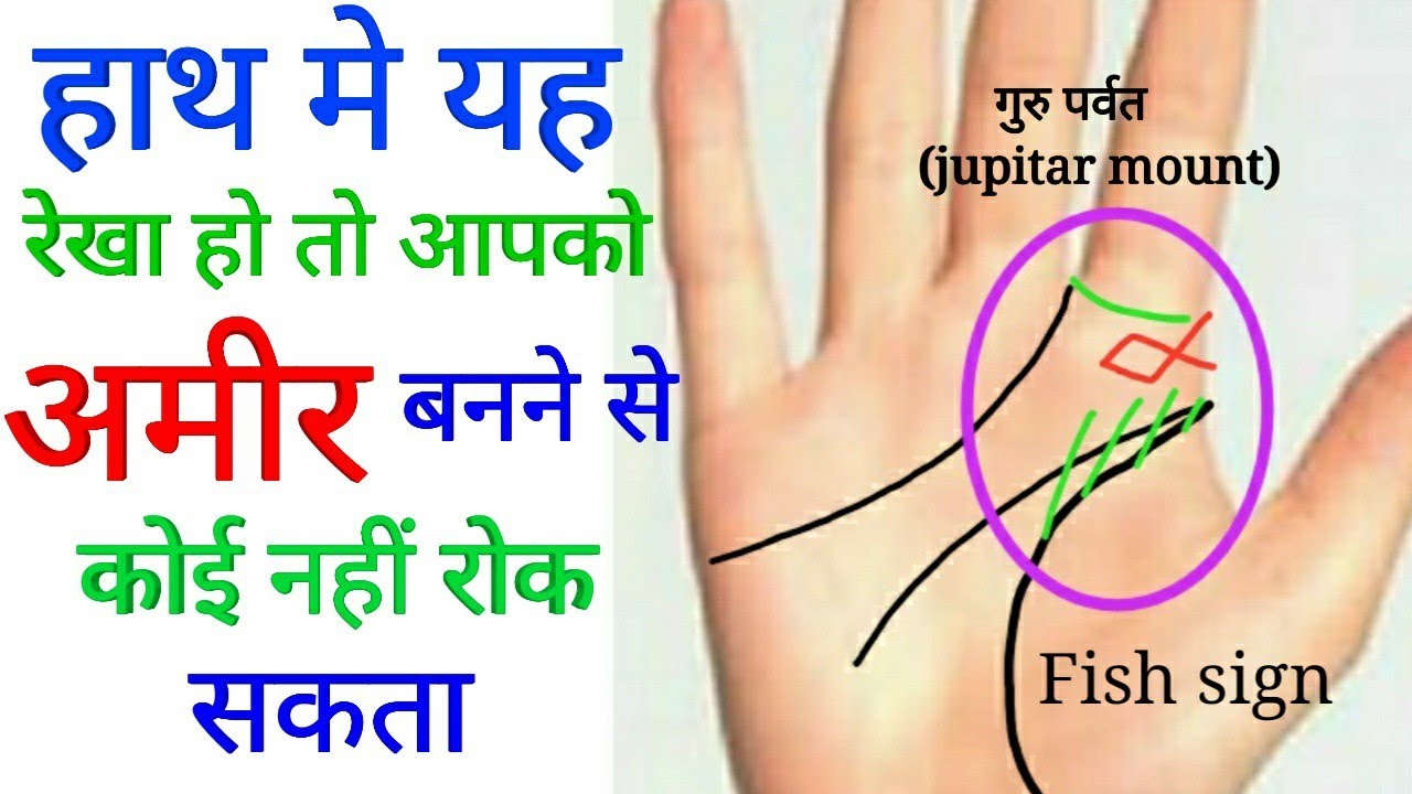 सफल और धनवान बनता हे हथेली मे मछली का चिन्ह। गुरु पर्वत /jupiter mount ...