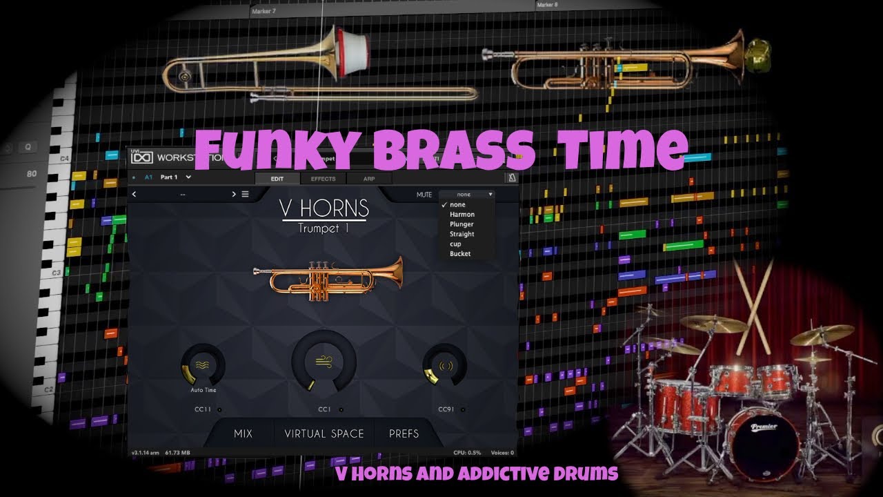 V Horns -Trumpets and Trombones | Funky Demo, trying out some mutes ...