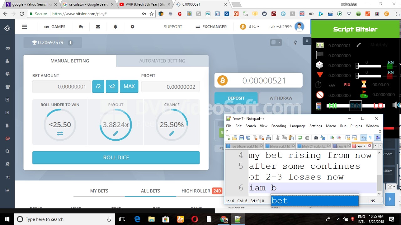 bitsler free script new method....dont miss it! hidden tech - YouTube