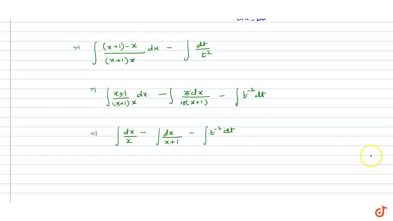 `int(dx)/(x(x+1)^2)` dx/ dxx(x+1)2 - YouTube
