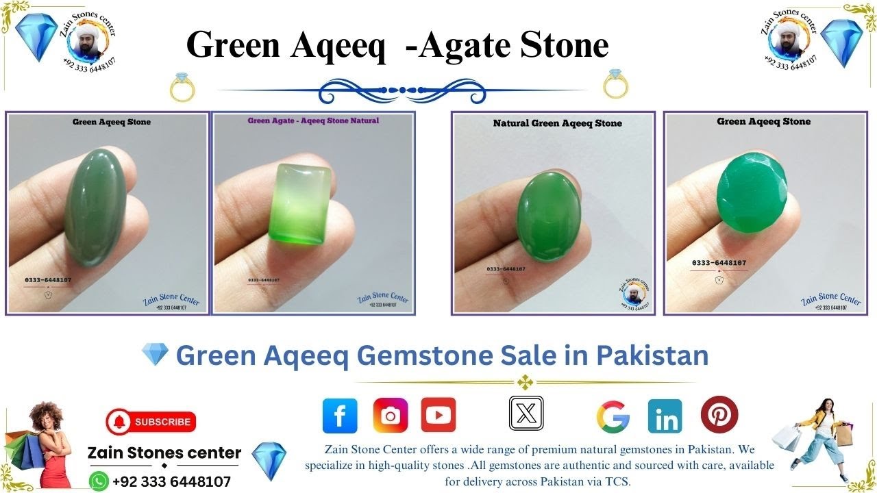 Green Aqeeq Gemstone for Sale - Authentic Gemstones at Zain Stones ...