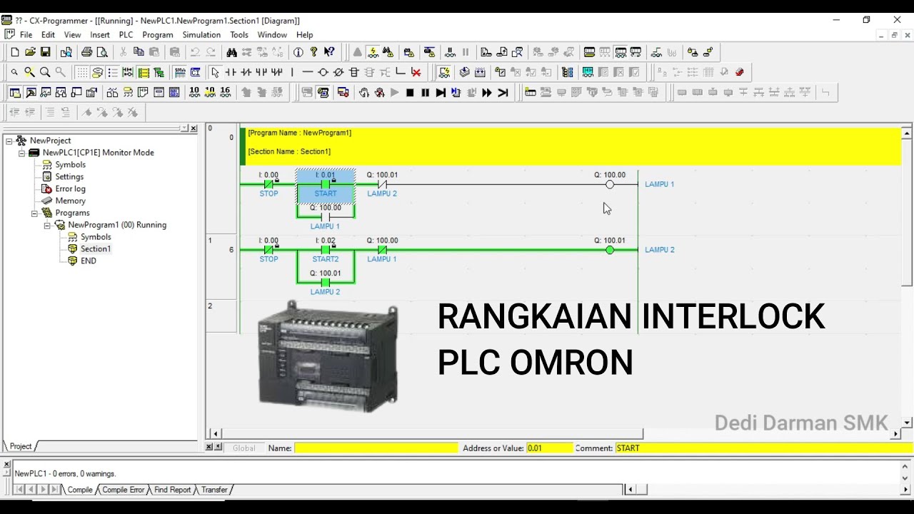 Belajar PLC Omron | Ladder Diagram Interlock - YouTube