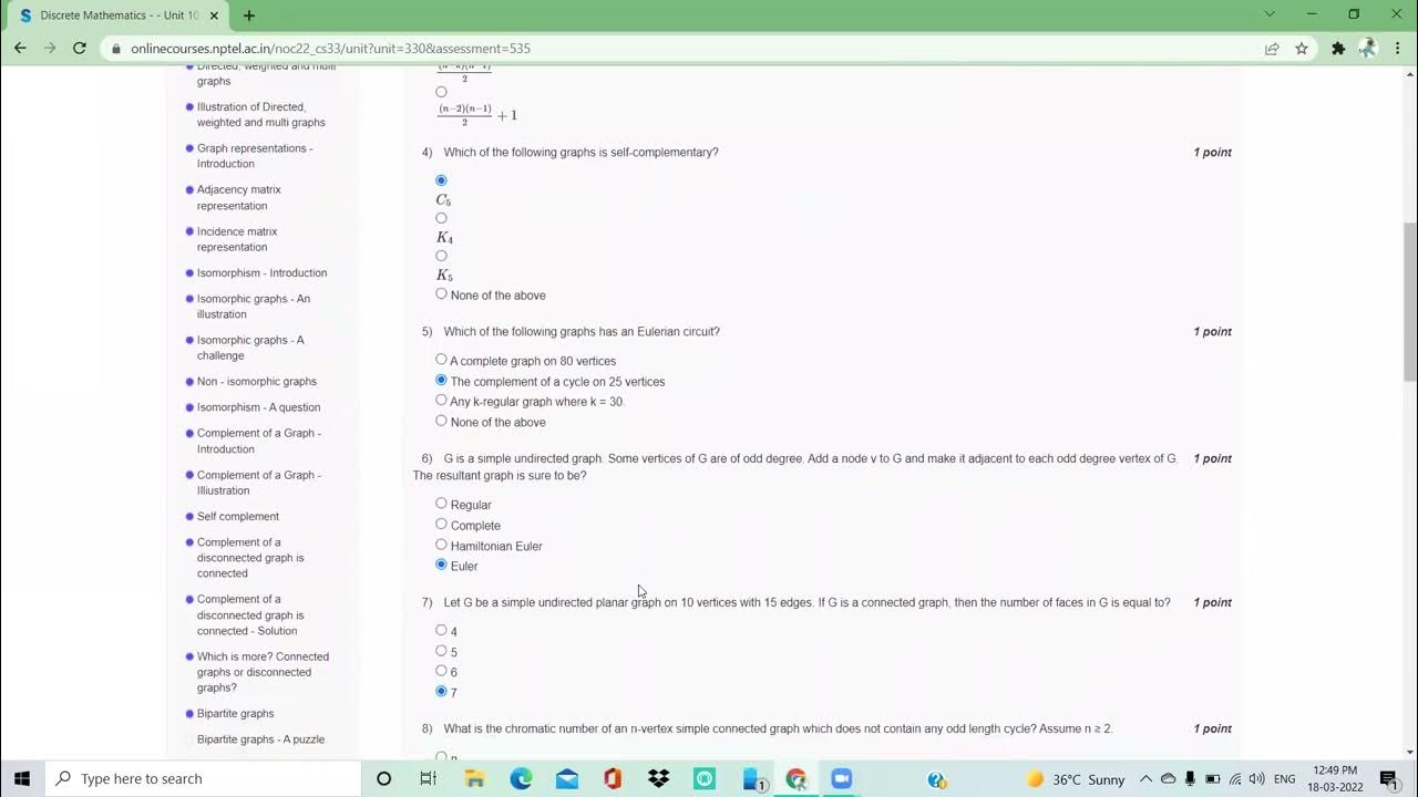 Discrete mathematics assignment-8 NPTEL - YouTube