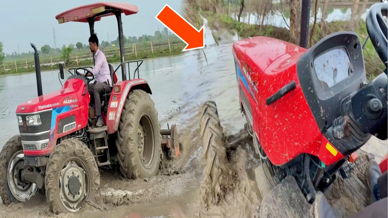 Day-1 Rice Farming Mahindra Arjun NOVO 605 Di-i Puddling with Rotavator ...