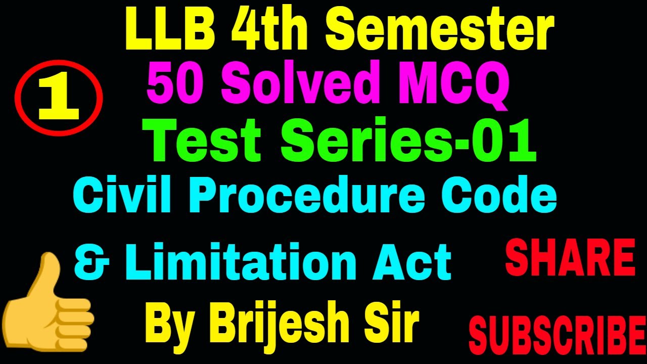 civil procedure code and limitation act solved mcq/cpc solved MCQ/llb 4th sem MCQ/by brijesh sir ...