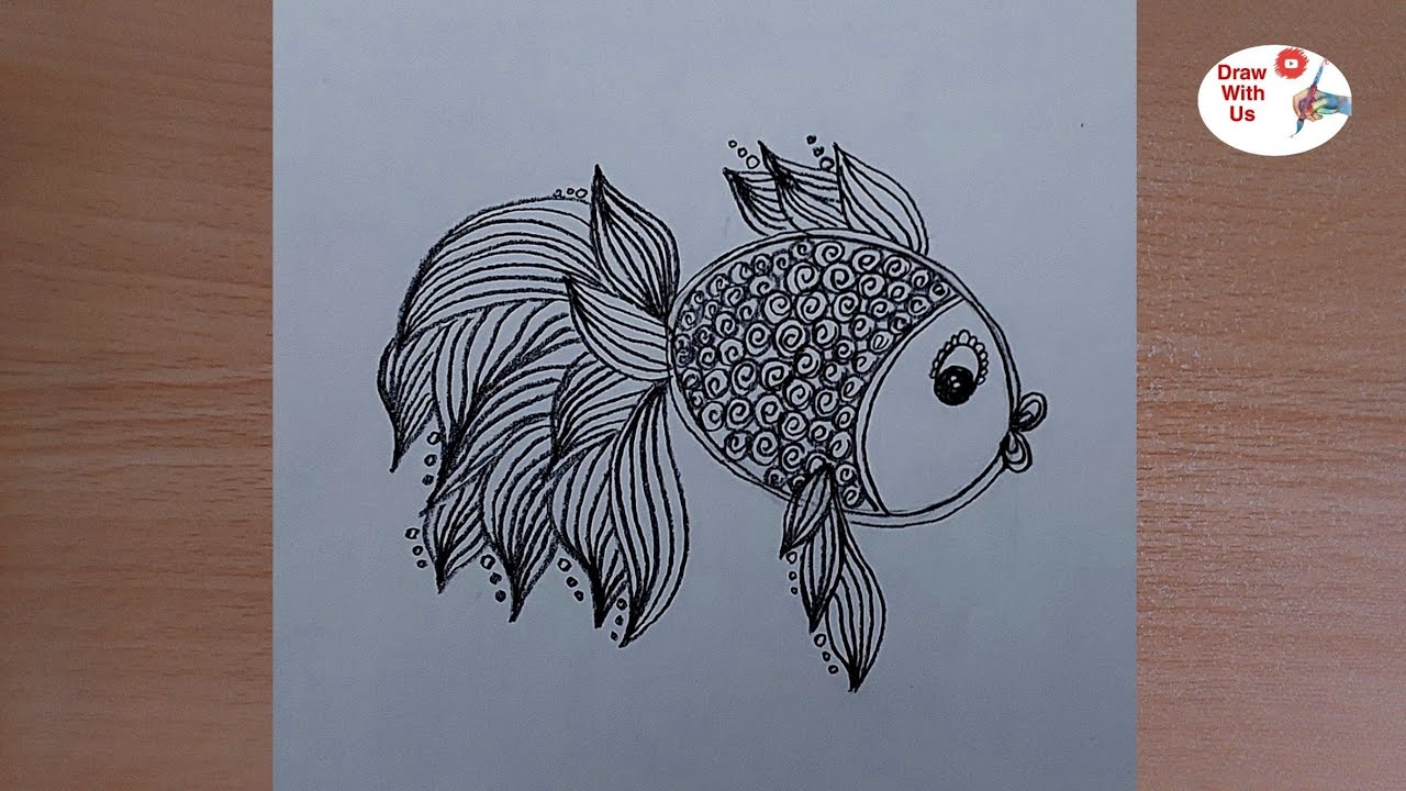 Step by step drawing a beautiful fish with a pencil. easy drawing fish ...