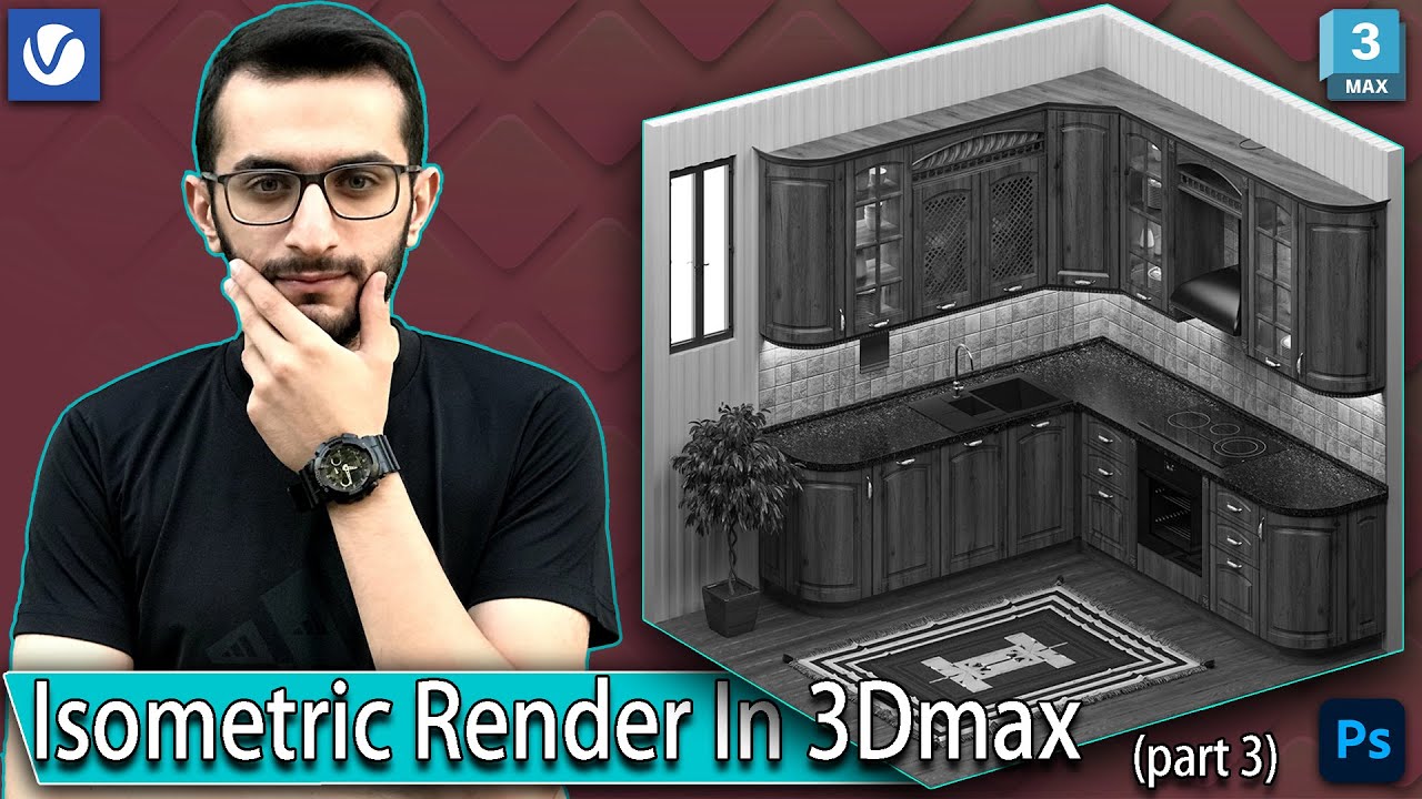 3Ds Max Isometric Kitchen Final Render (part2) | آشپزخانه در تریدی مکس ...