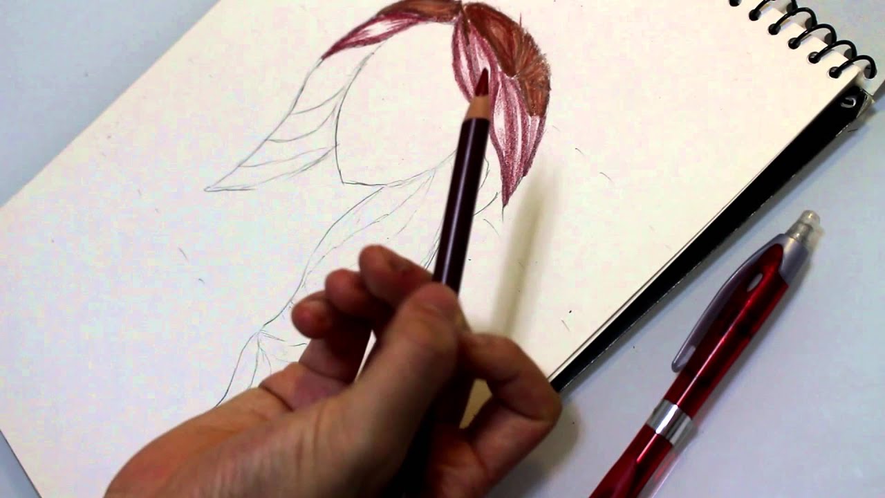 Gradient Red Hair Prismacolor Colored Pencils Tutorial - YouTube
