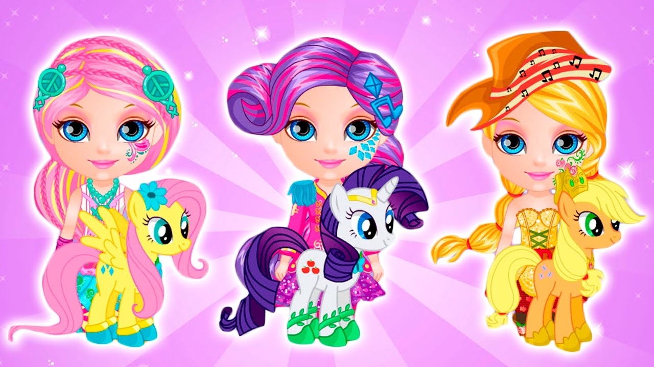 My Little Pony Fluttershy Applejack Rarity - Princess Barbie Baby ...