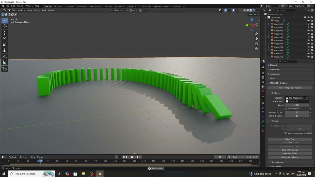 Create Domino Simulation in Blender. - YouTube
