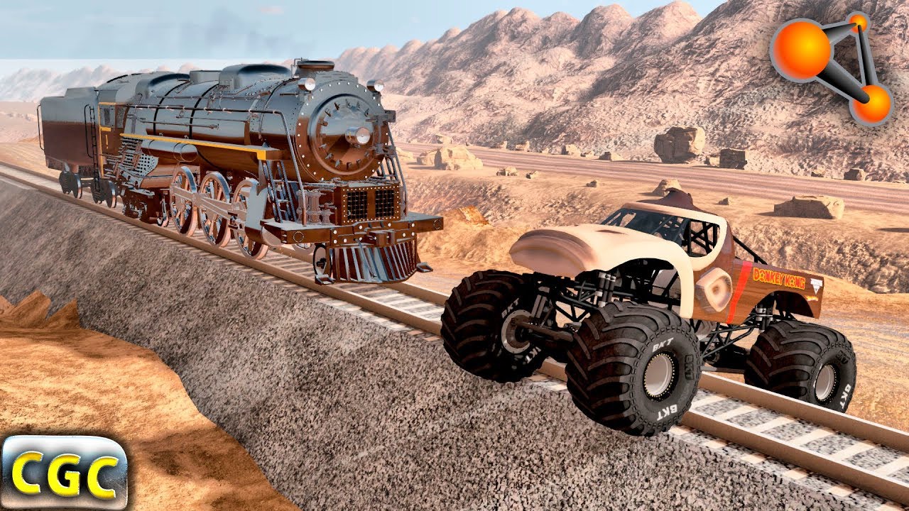 BeamNG Drive Steam Engine Train Vs Cars on railroad cross #4 - YouTube