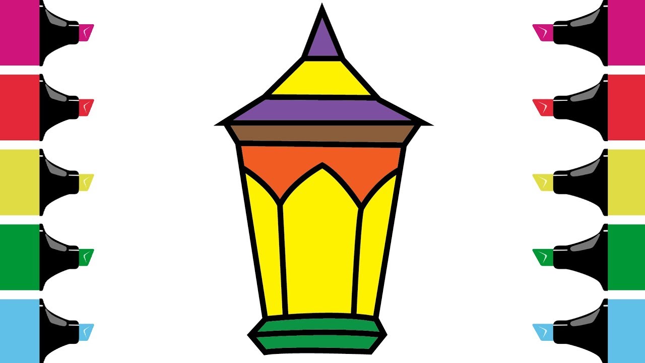 How to draw ramadan fanous,kandle and moon crescent, how to draw for ...