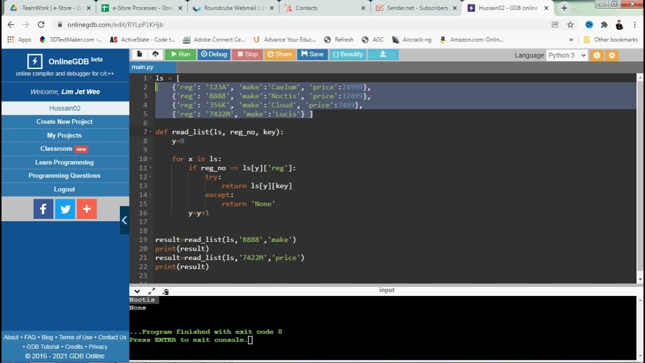 Python ~ Dictionary Data Type And Exception Handling - YouTube